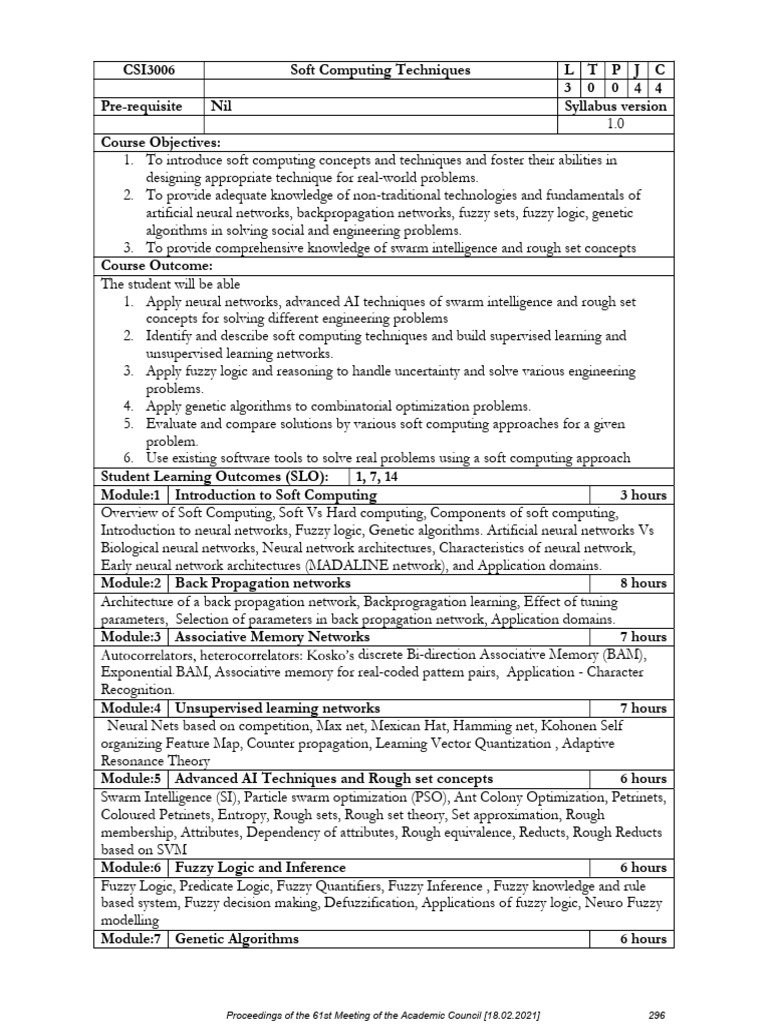 Csi3006 Soft-Computing-Techniques Eth 1.0 66 Csi3006 61 Acp | PDF | Artificial Neural Network ...