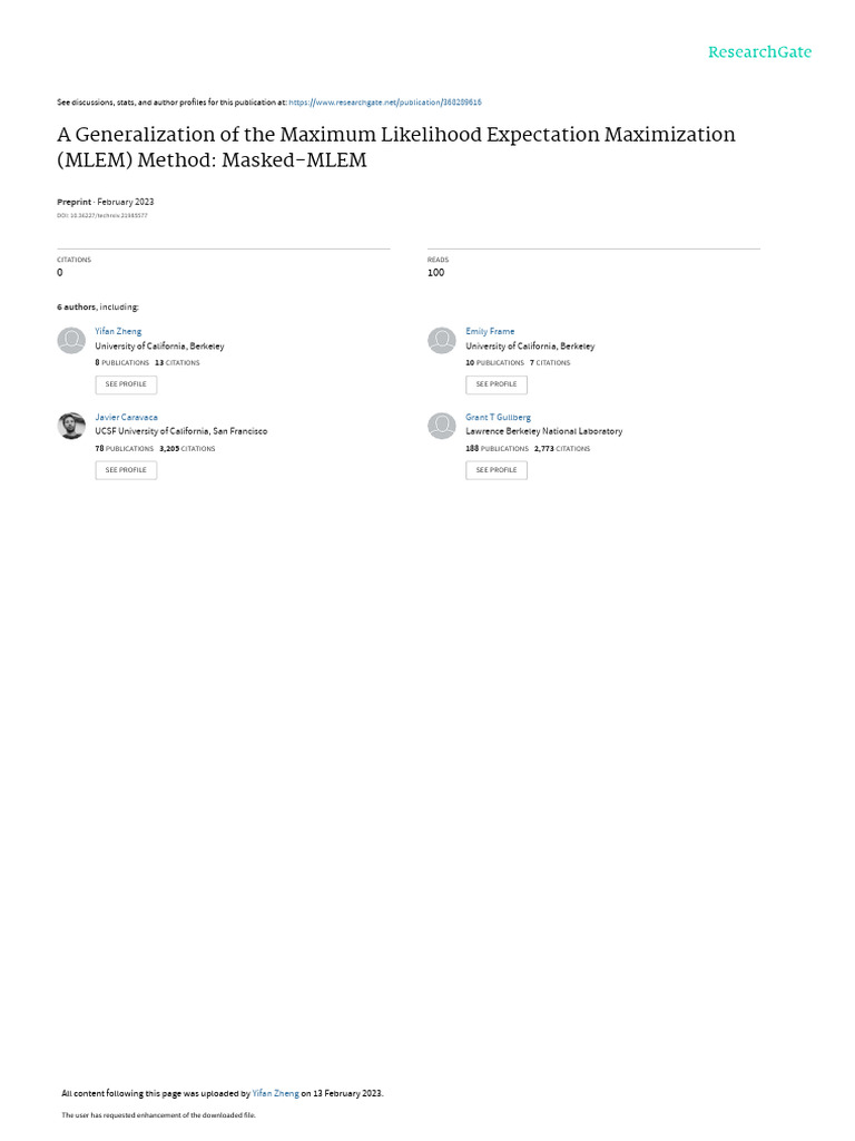 A Generalization of The Maximum Likelihood Expecta | PDF | Mathematical Optimization | Applied ...
