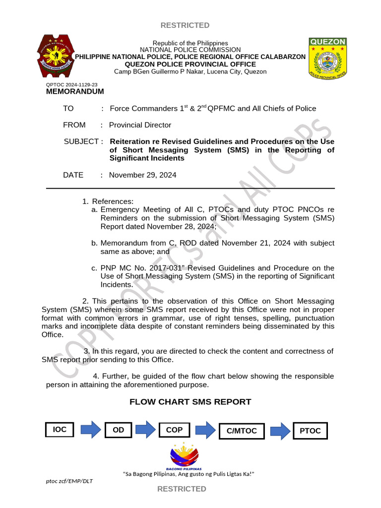 Certification Re Revised Guidelines and Procedures On The Use of SMS | PDF