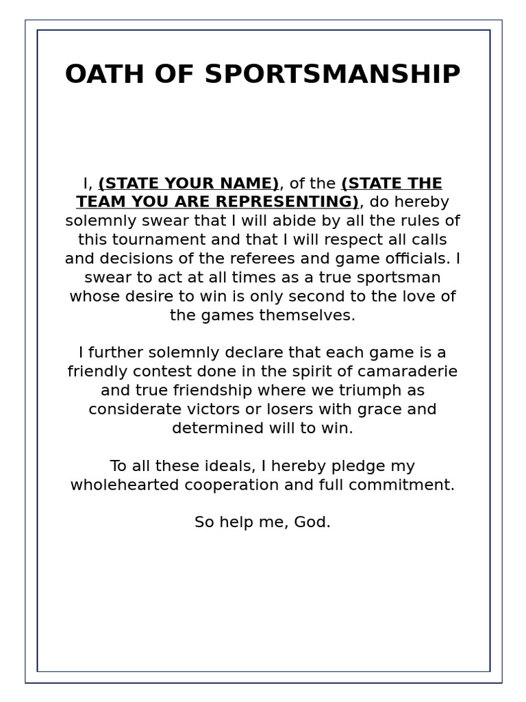 686024063 Oath of Sportsmanship | PDF