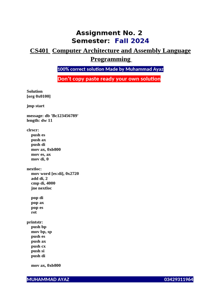 cs401_100%correct_Assignmentsolution_Fall2024 | PDF