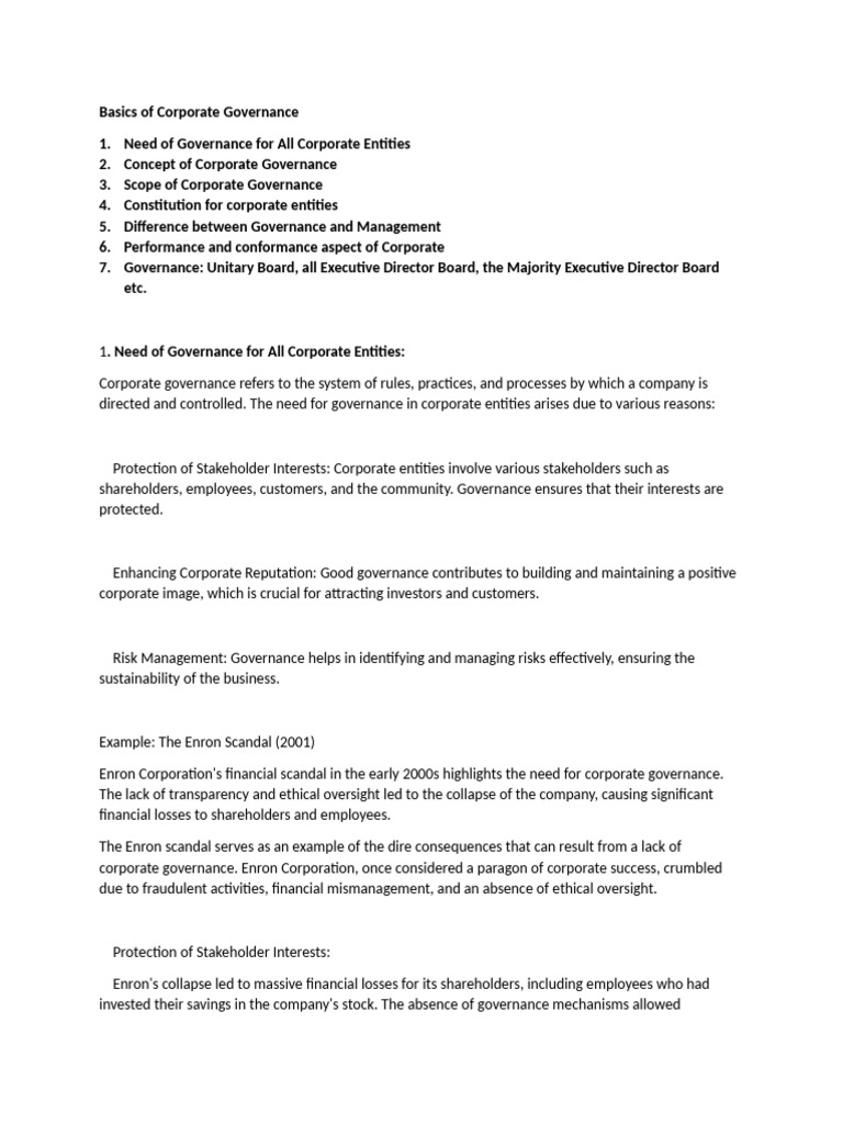 Understanding Corporate Governance Essentials | PDF | Governance ...