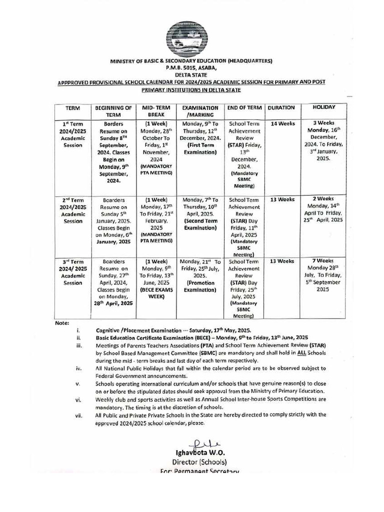 2024:2025 Acad. Calendar | PDF
