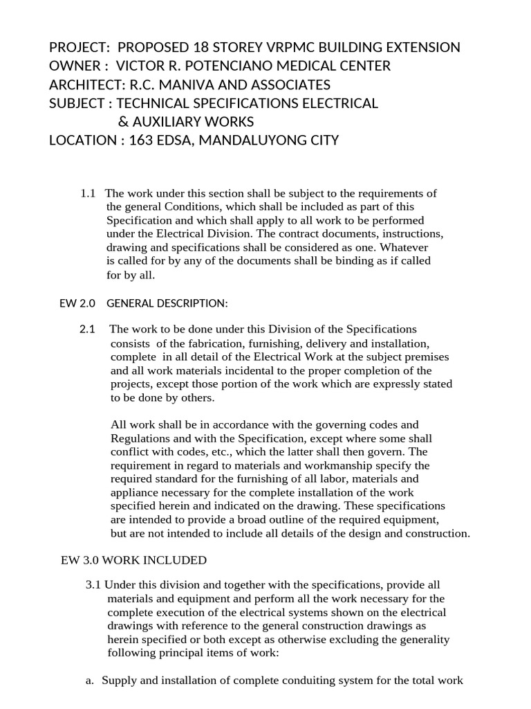 Technical Specifications | PDF | Electrical Wiring | Specification ...