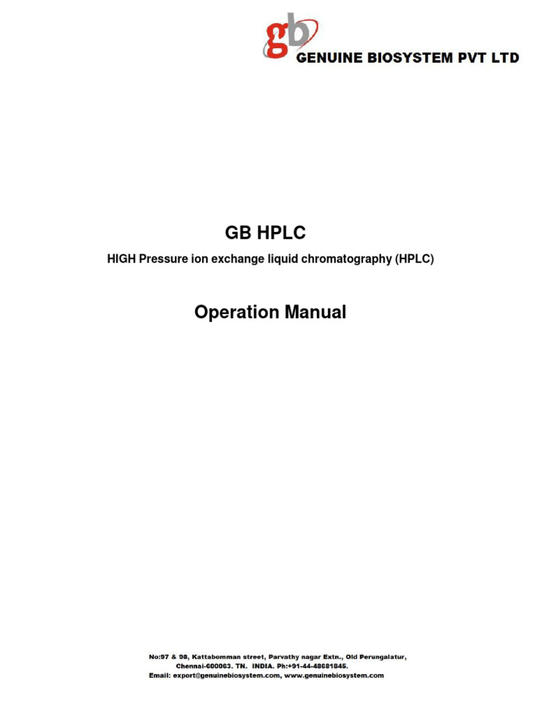 GB HPLC User Manual | PDF | Glycated Hemoglobin | High Performance ...