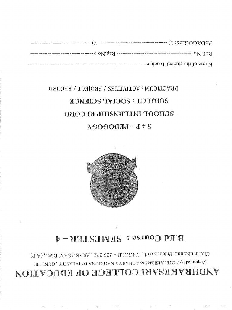 07 4th Sem School Internship Record - Social Science | PDF