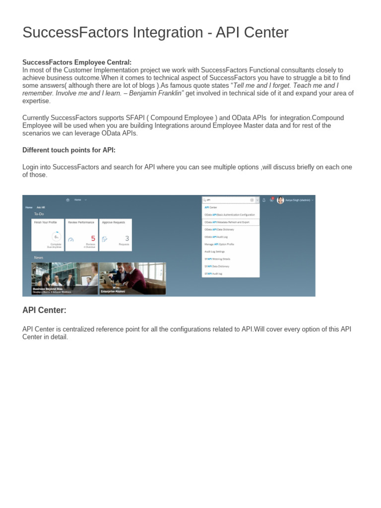 SuccessFactors API Integration Guide | PDF | Parameter (Computer Programming) | Metadata
