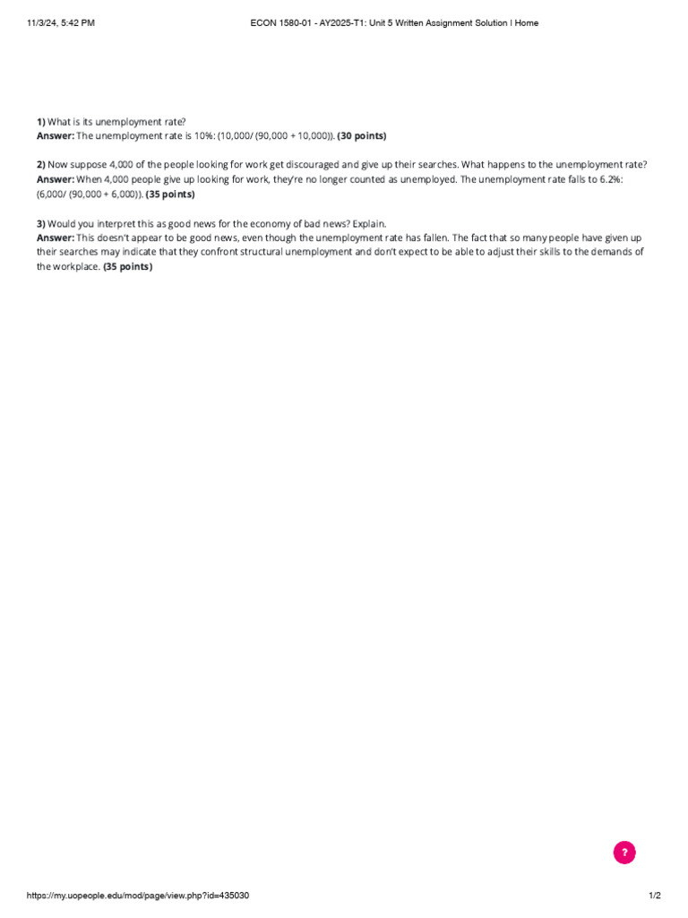 ECON 1580-01 - AY2025-T1_ Unit 5 Written Assignment Solution _ Home | PDF