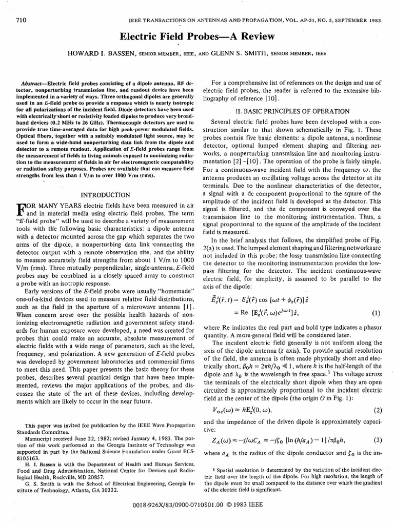 1983 - Electric Field Probes - A Review | PDF | Antenna (Radio ...