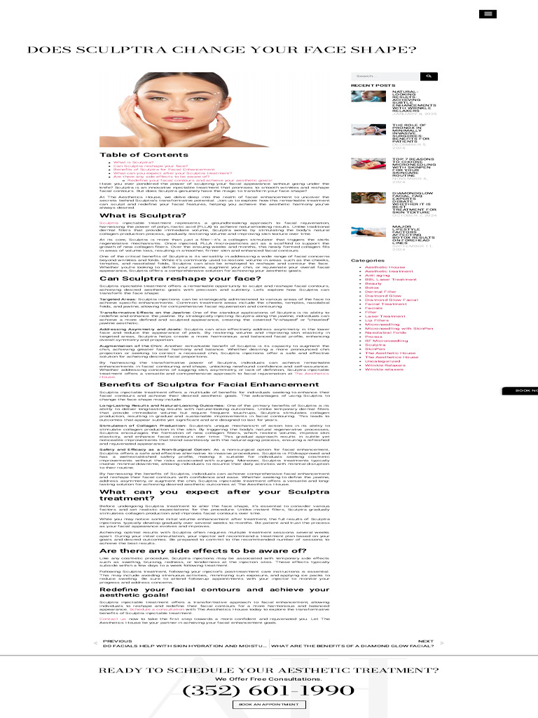 How Sculptra Contours Face Different Areas | PDF | Wrinkle | Face