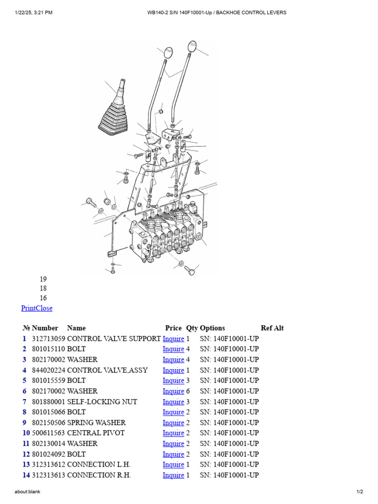 WB140-2 S - N 140F10001-Up - BACKHOE CONTROL LEVERS | PDF