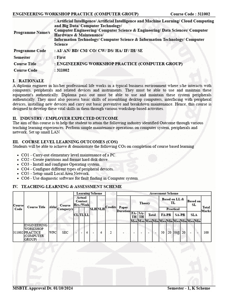 311002-Engineering Workshop Practice | PDF | Personal Computers ...