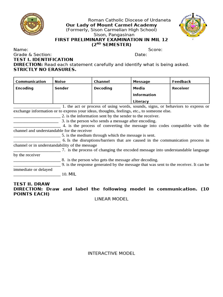 1ST PRELIM IN MIL GRADE 12 2ND SEM | PDF | Communication | Information