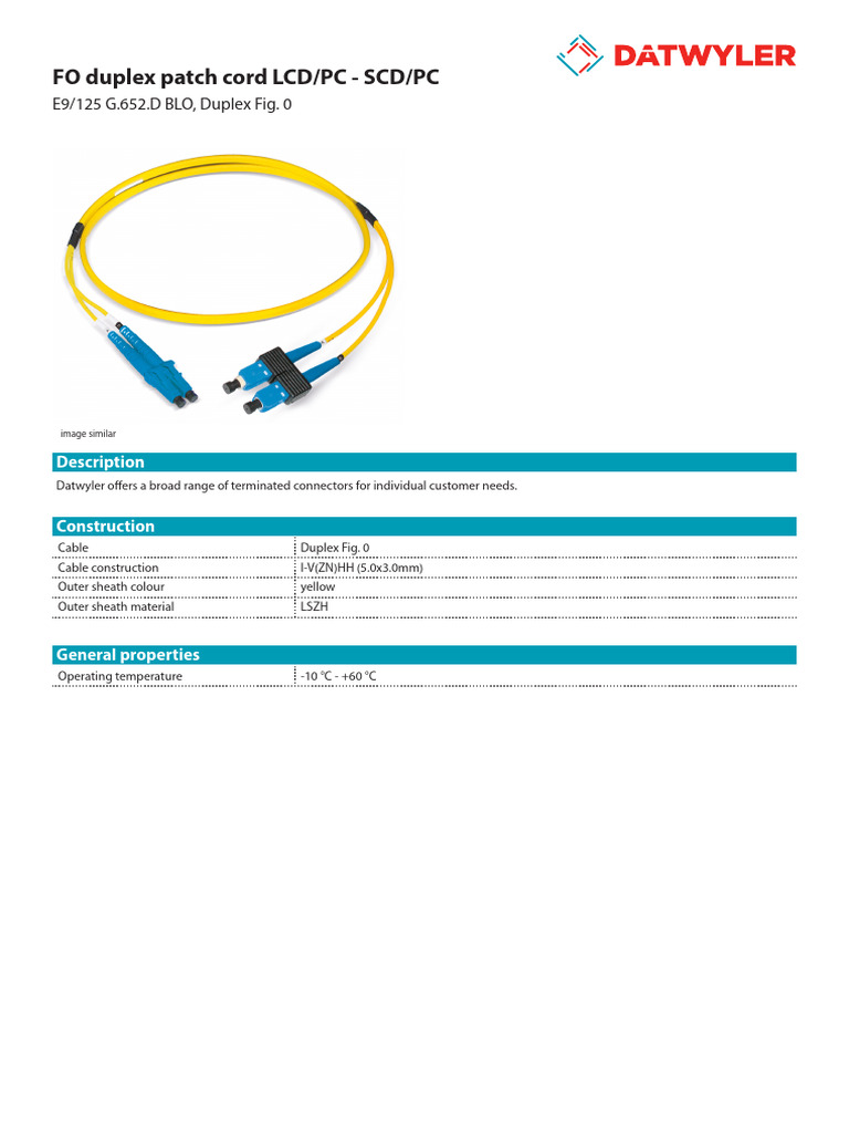 FO Duplex Patch Cord LCD/PC - SCD/PC: E9/125 G.652.D BLO, Duplex Fig. 0 | PDF | Optical Fiber ...
