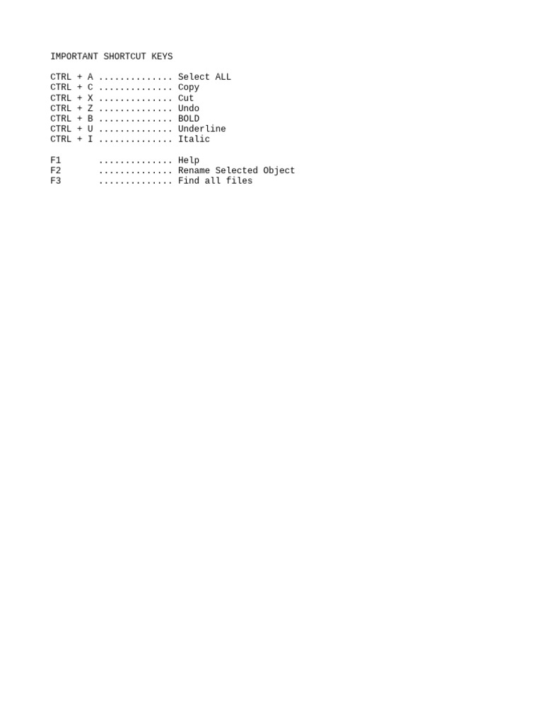 Essential Keyboard Shortcuts | PDF
