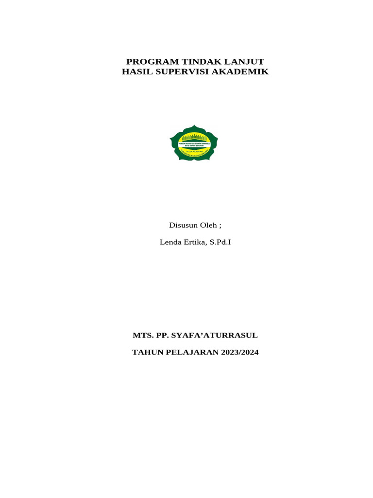 PROGRAM TINDAK LANJUT SUPERVISI | PDF