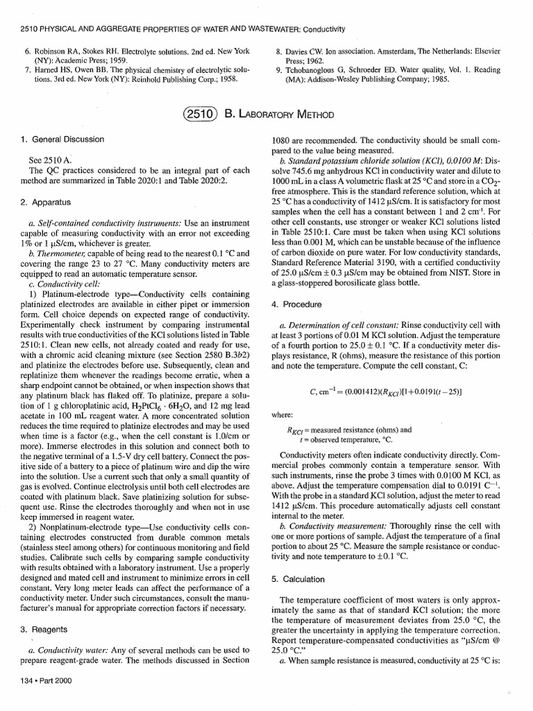Determination of Conductivity 2510 B, APHA 24th Edition | PDF ...