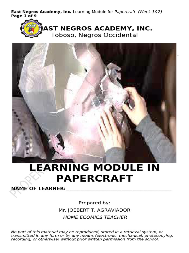 LM For Grade 11 PAPERCRAFT w1 | PDF | Origami