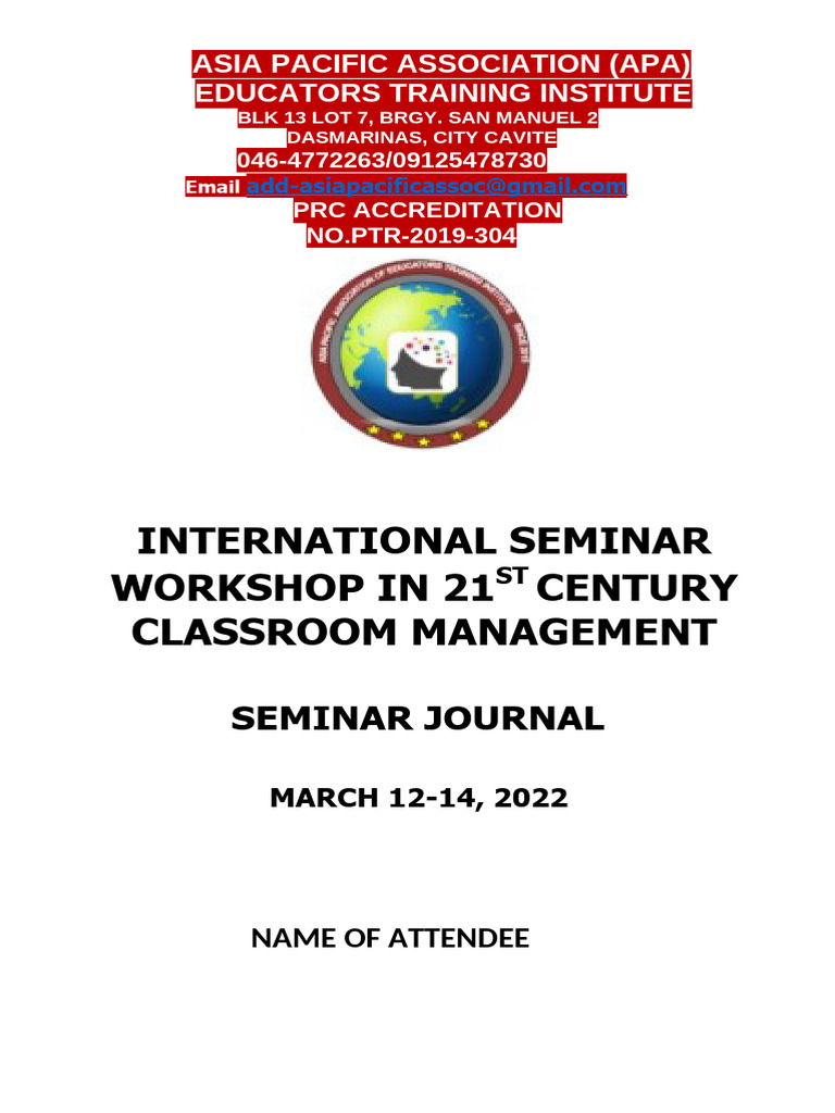 TRAINING COURSE JOURNAL in 21ST CENTURY CLASSROOM MANAGEMENT with DEPED ...