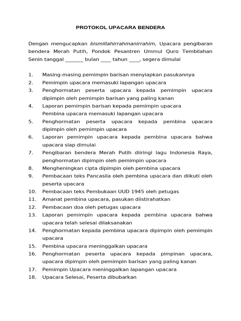 PROTOKOL UPACARA BENDERA | PDF