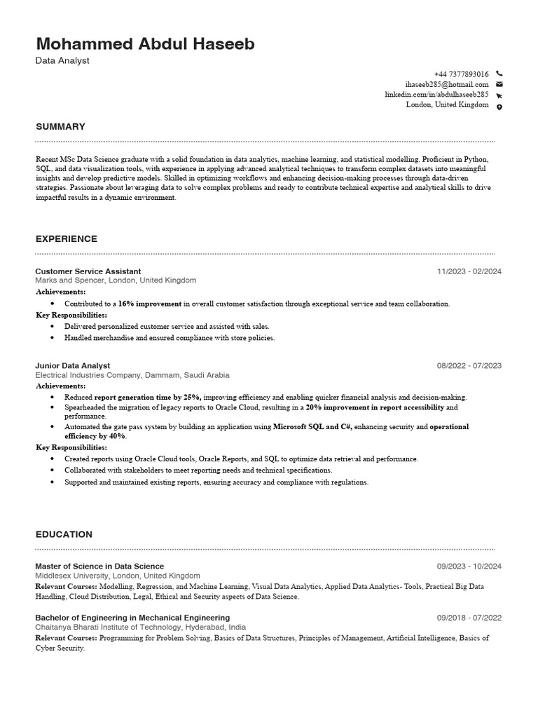 Abdul Haseeb - CV | PDF | Machine Learning | Data Science