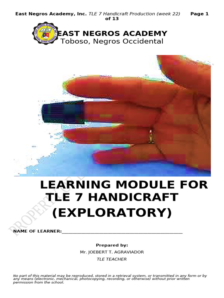 LM For Handicraft Production For Grade 7 - Week 22 | PDF | Embroidery ...