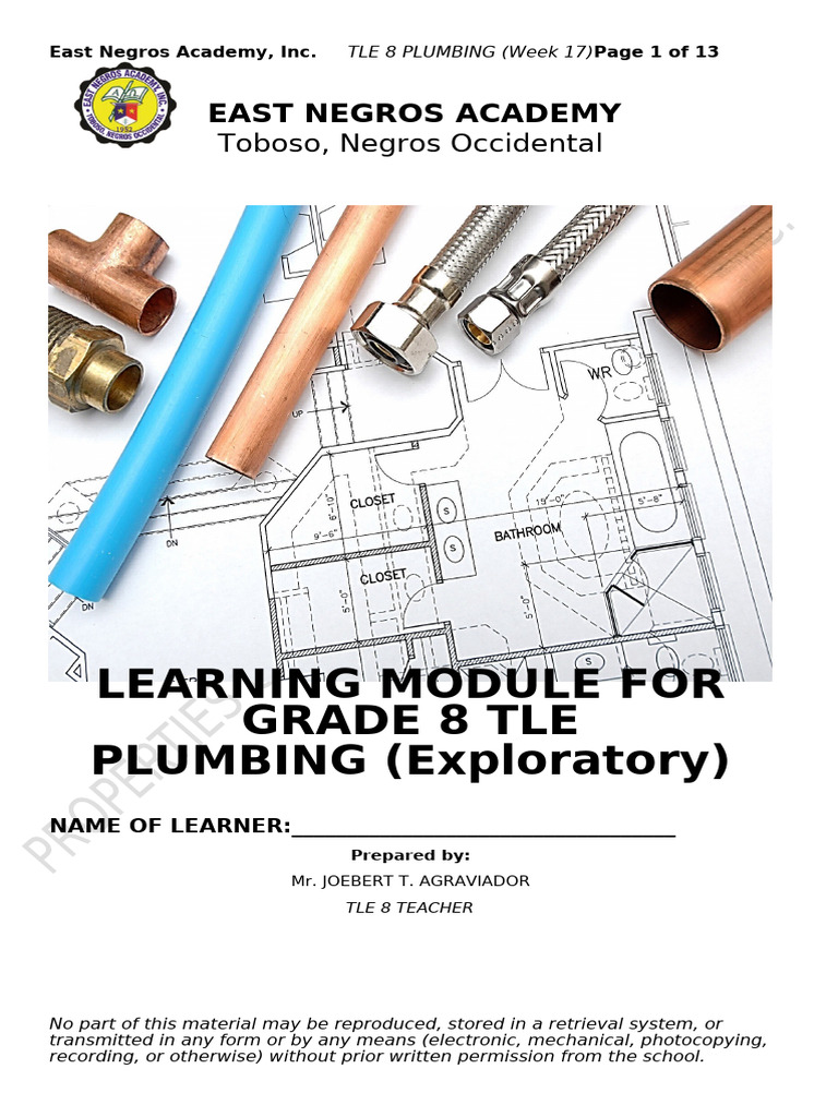 LM For PLUMBING For Grade 8 - Week 17 | PDF | Foot (Unit) | Inch