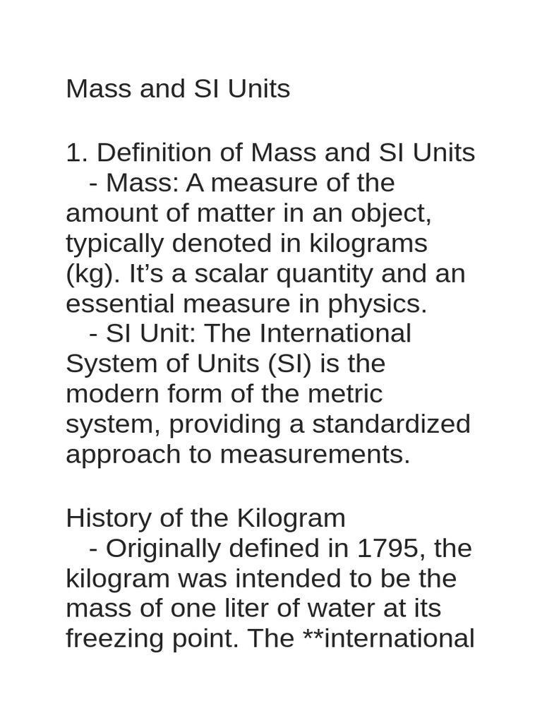 Kilogram Redefinition & SI Units | PDF | Kilogram | Measurement