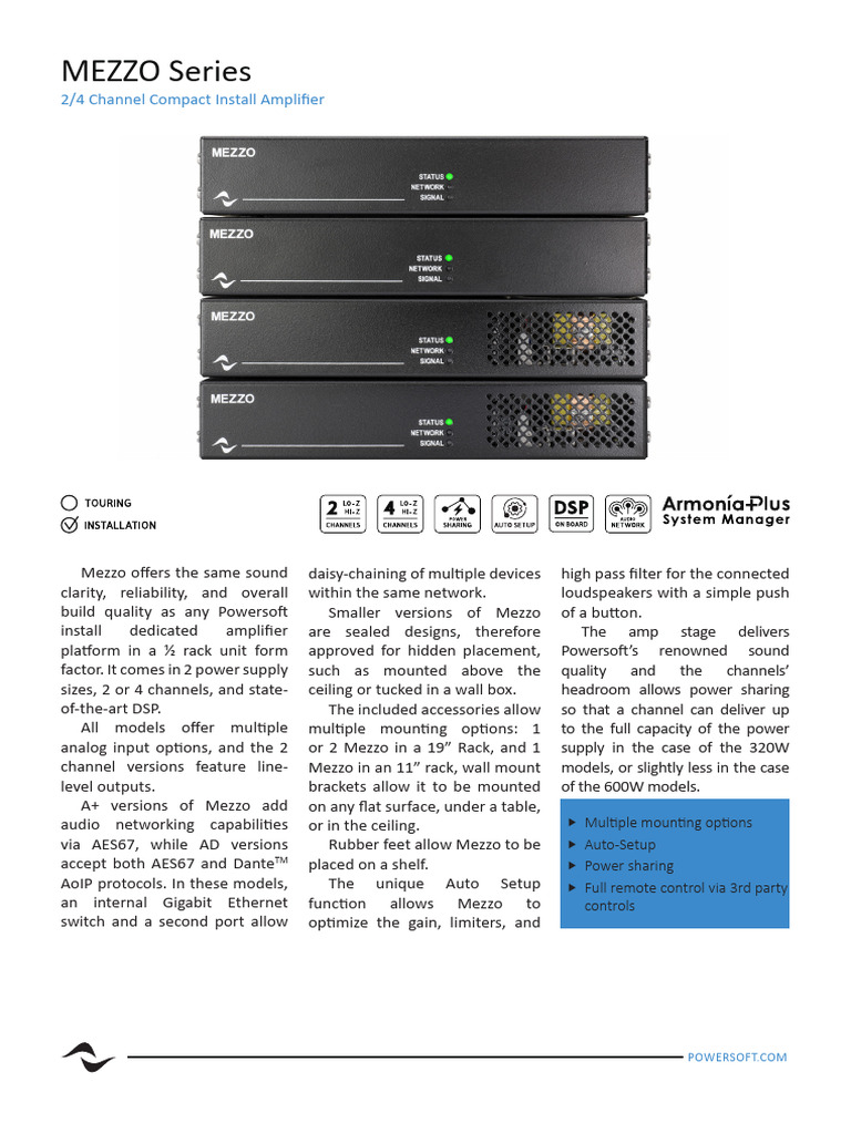 Powersoft Mezzo DS en WEB-1 | PDF | Amplifier | Sound Technology