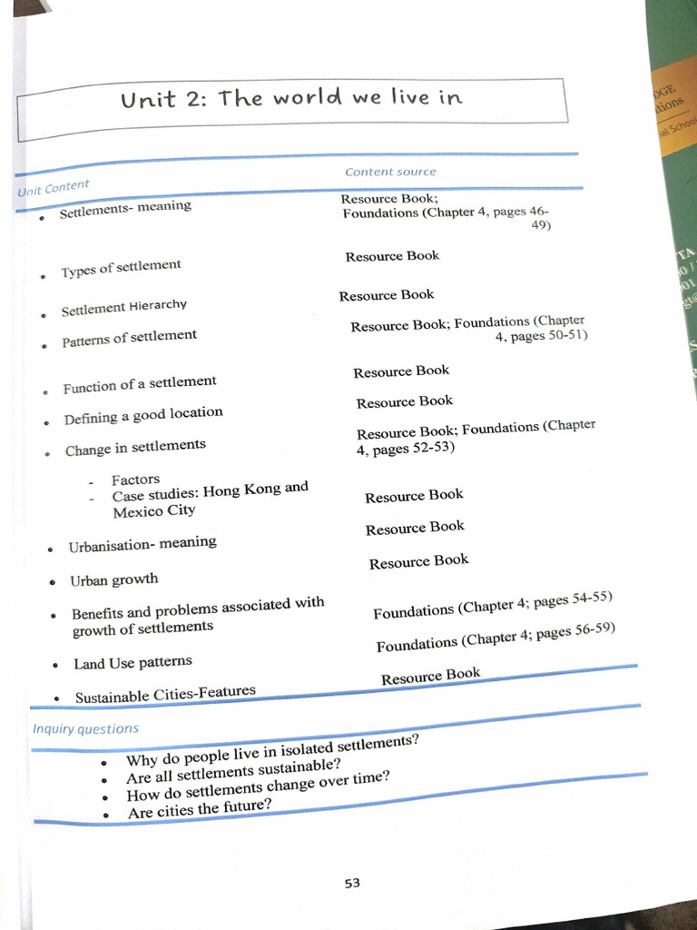 Geo Resource Book Unit 2 The World We Live in | PDF