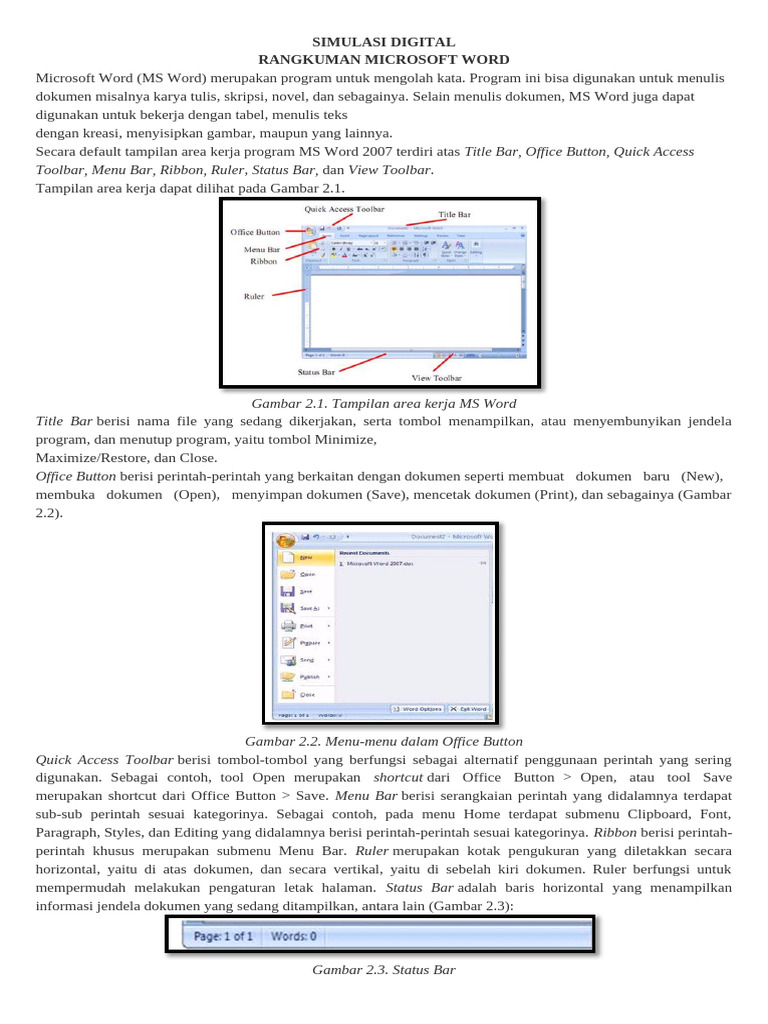 Materi SIMULASI DIGITAL (Office Word) | PDF