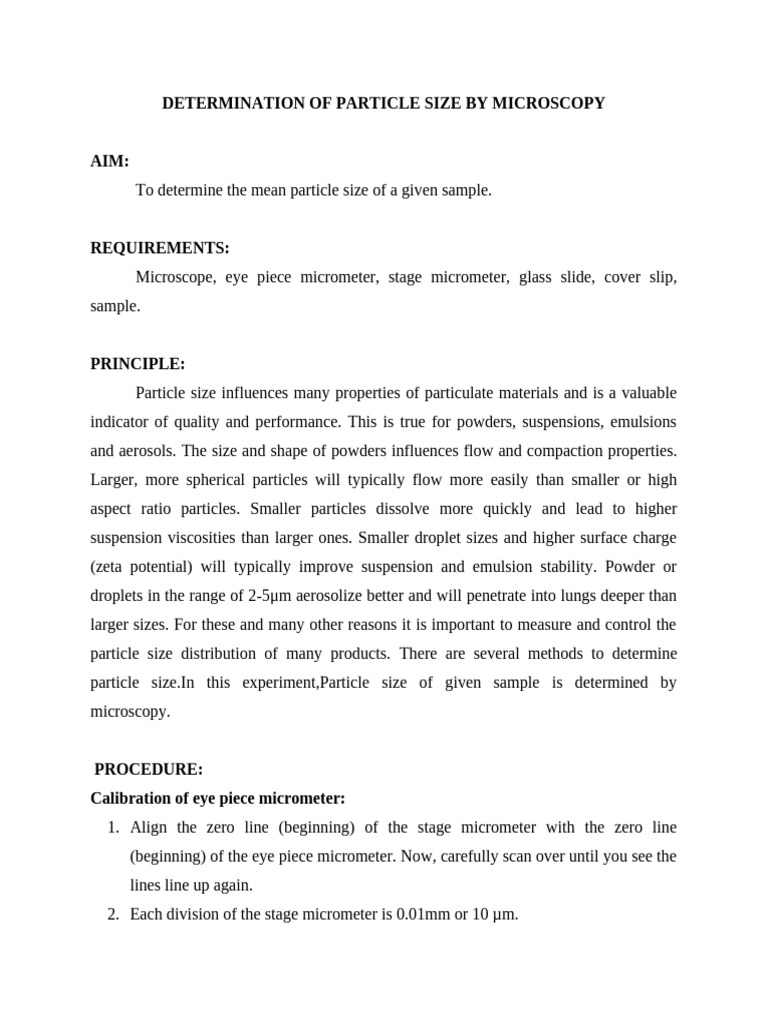 Particle Size Analysis via Microscopy | PDF | Suspension (Chemistry ...