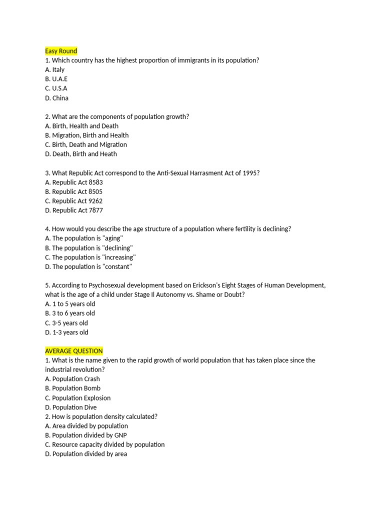 Easy Round | PDF | Birth Rate | Family Planning