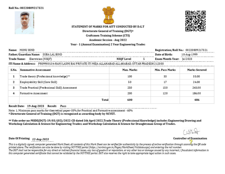 Marksheet R220809217321 1 | PDF