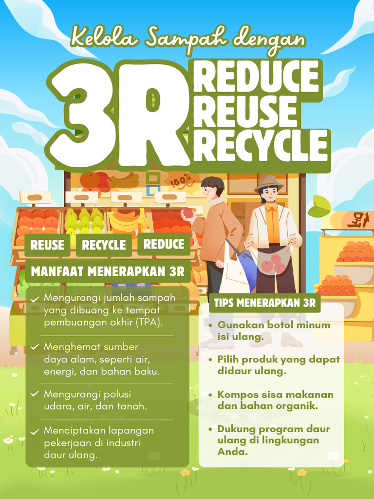 Poster Infografis Kelola Sampah Dengan 3R Ilustratif Hijau Dan Krem | PDF