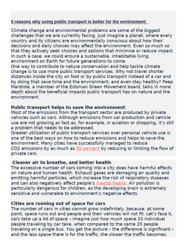Public Transport: Eco-Friendly Benefits | PDF | Transport | Public Transport