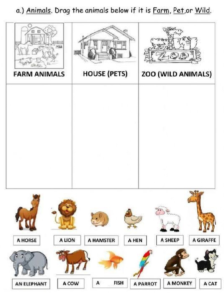 categorise animals farm-pets-wild | PDF