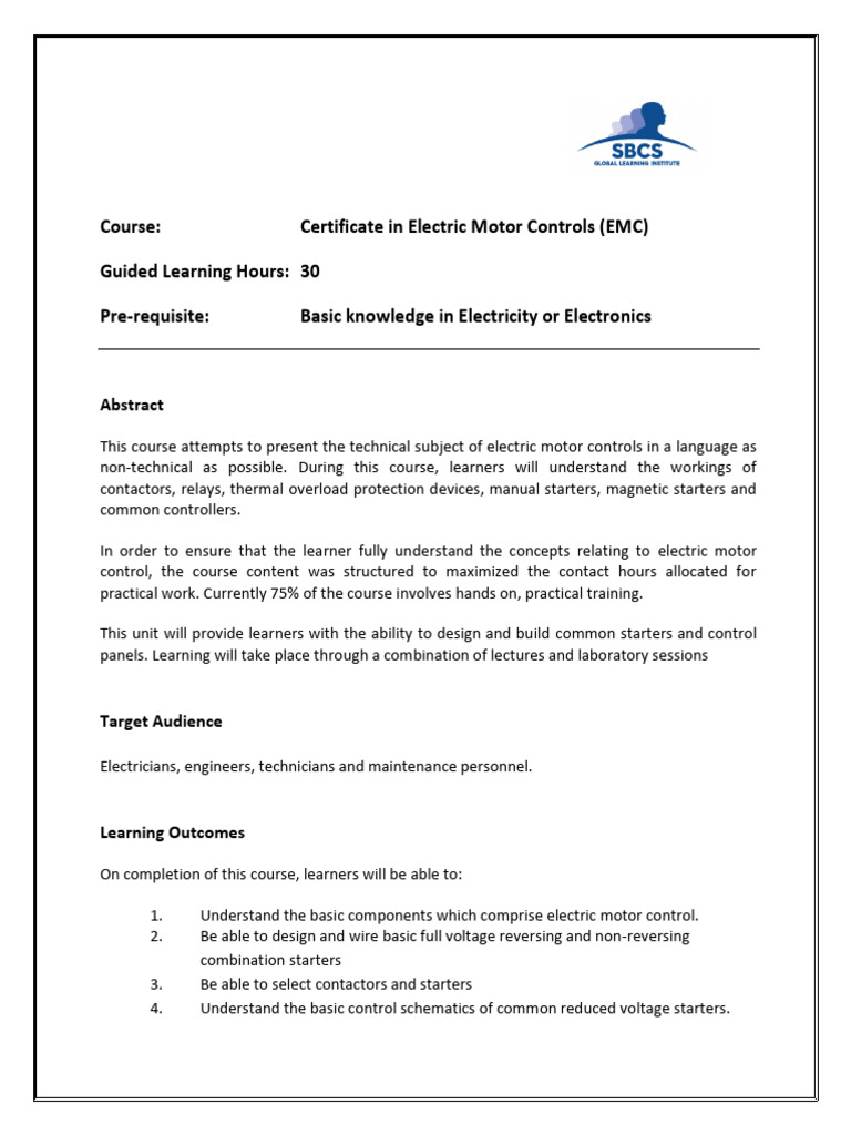 Electric Motor Controls Course | PDF | Relay | Components