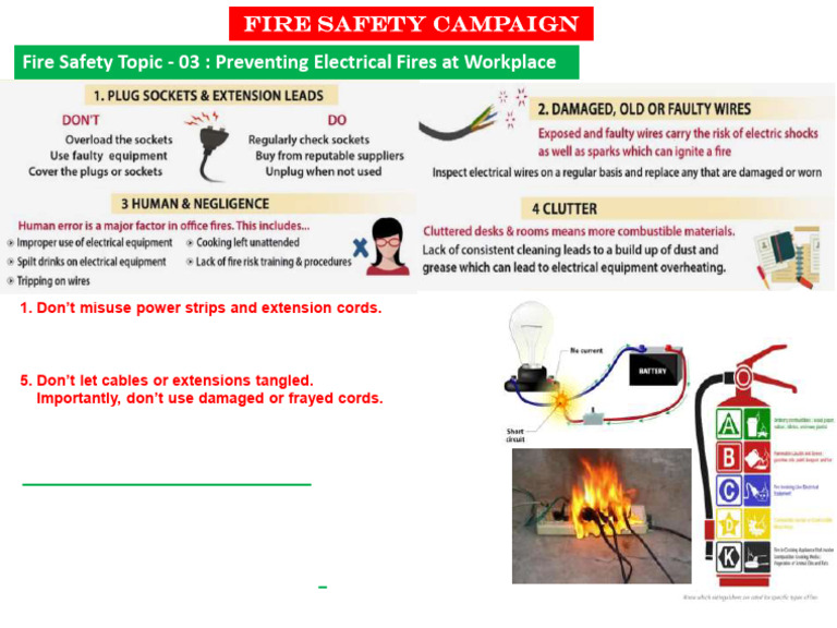 Fire Safety Topic - 03 - Preventing Electrical Fires at Workplace | PDF