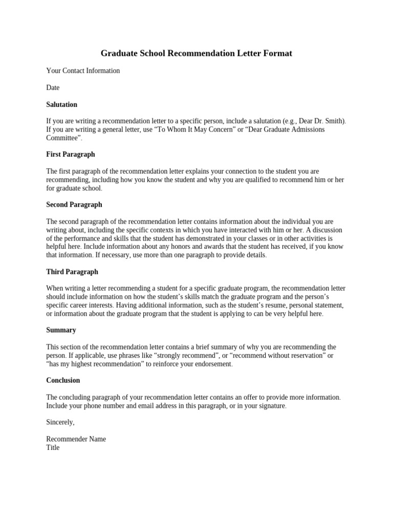 Graduate-School-Recommendation-Letter-Format | PDF