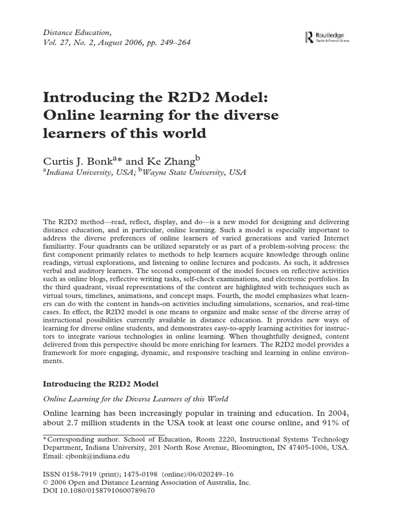 Bonk Introducing The R2D2 Model Online Learning For The Diverse Learners of This World | PDF ...