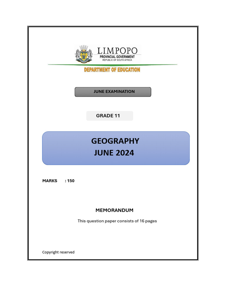 Memorandum GEOGRAPHY MID YEAR JUNE 2024 | PDF | Granite | Earth Sciences