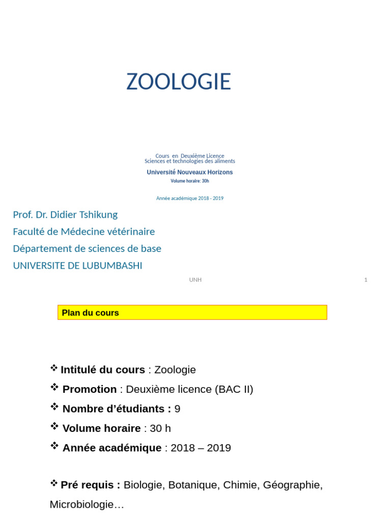 Cours de Zoologie Bac1@Vicky | PDF | Espèces | Embryon