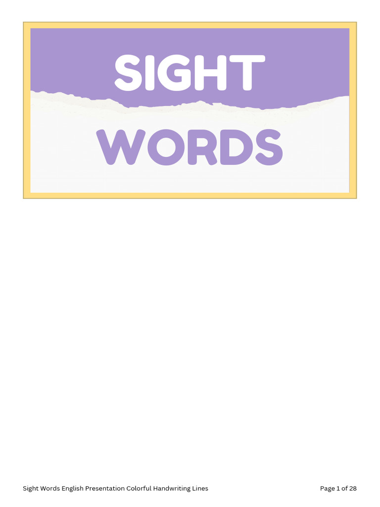 Sight Words English Presentation Colorful Handwriting Lines | PDF ...