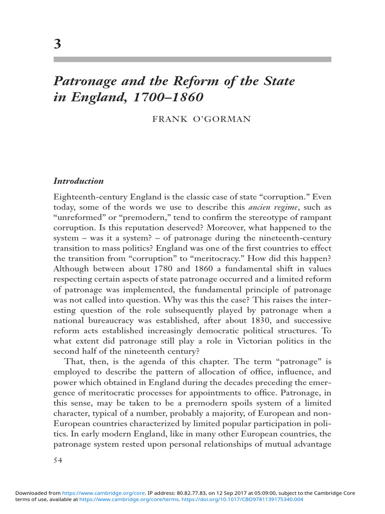 Patronage and the Reform of the State in England, 1700–1860 | PDF ...