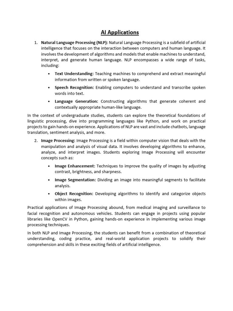 AI Applications | PDF | Computer Vision | Artificial Intelligence