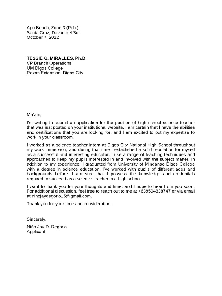 Degorio Cover Letter | PDF