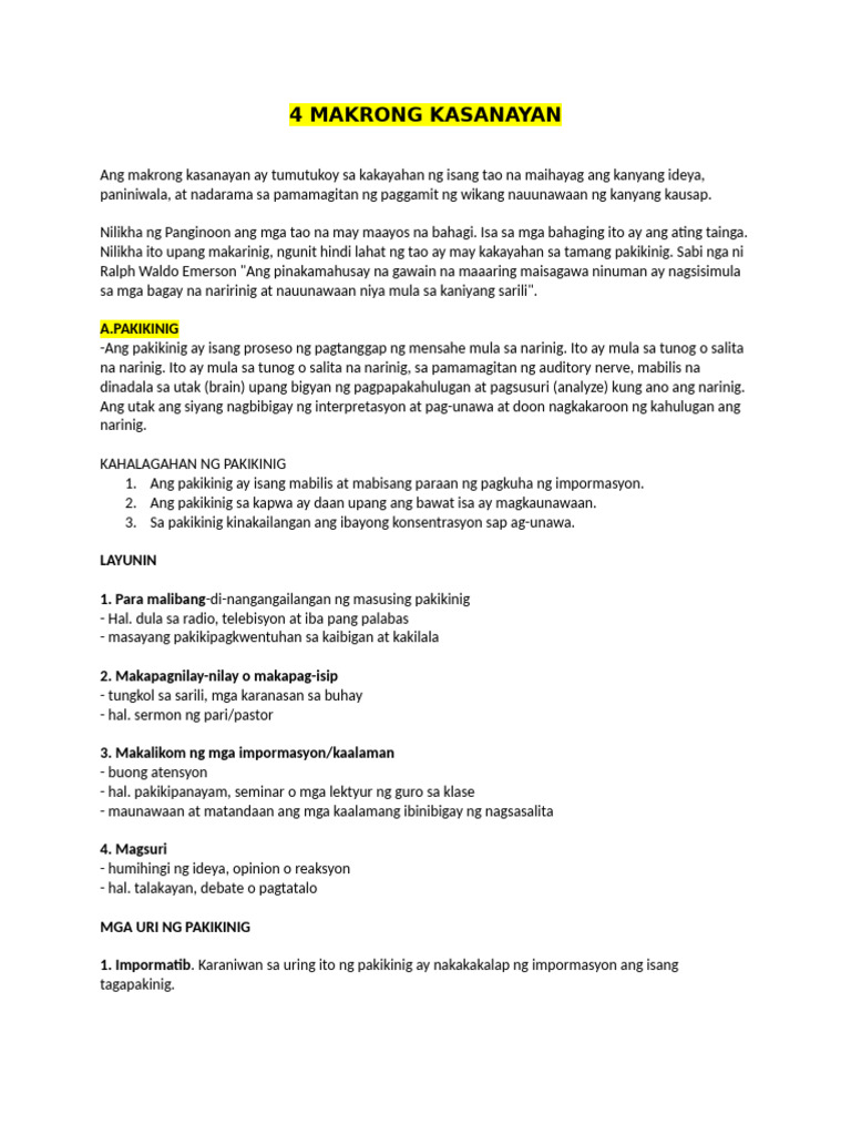 Makrong Kasanayan | PDF