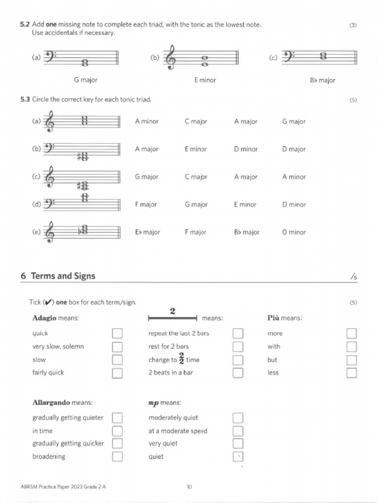 ABRSM Grade 2 - Practice Paper-10 | PDF