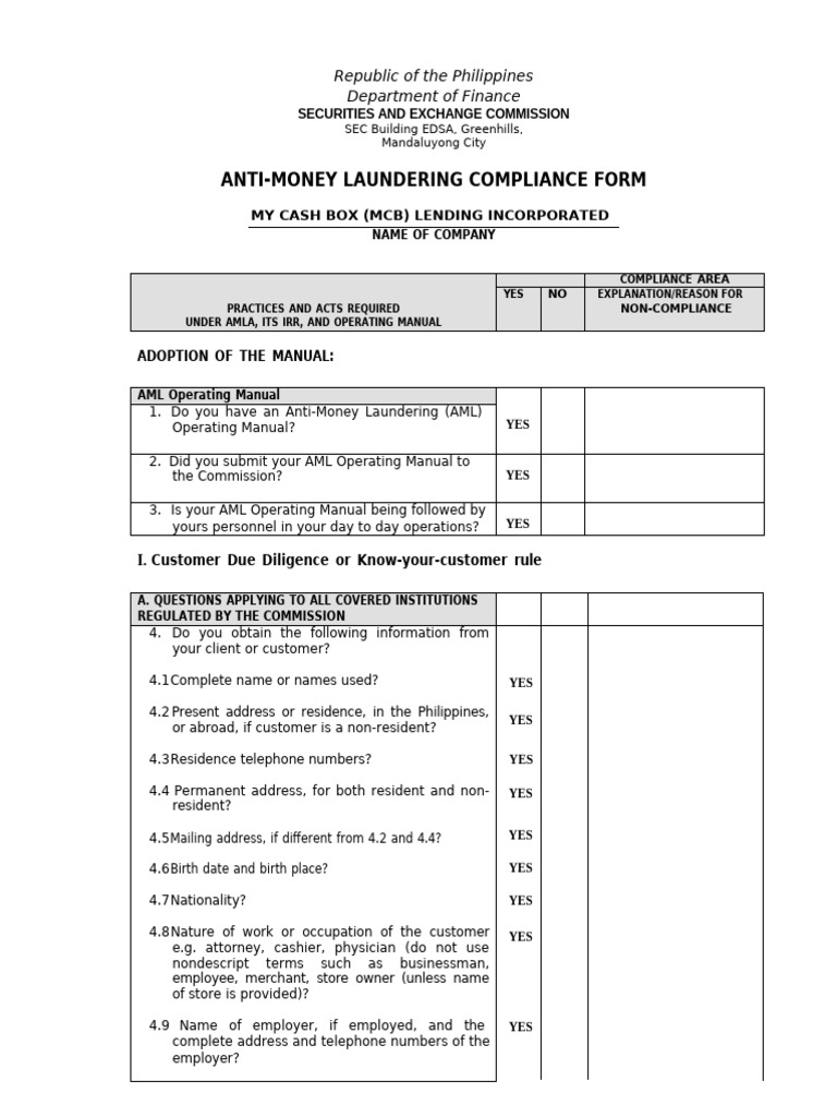 2023Forms_AML-Compliance-Form_merged | PDF | Regulatory Compliance ...